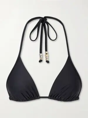 JW Anderson Triangle Bikini Top With Beaded Ties - Black