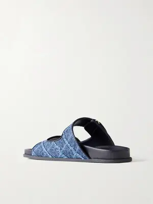 JIMMY CHOO Fayence Embellished Frayed Denim Sandals - Blue