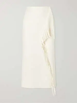 LANVIN Fringed Wool-blend Midi Skirt - Cream