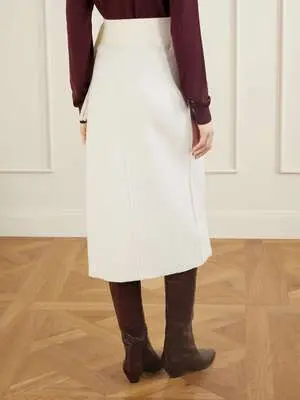 LANVIN Fringed Wool-blend Midi Skirt - Cream