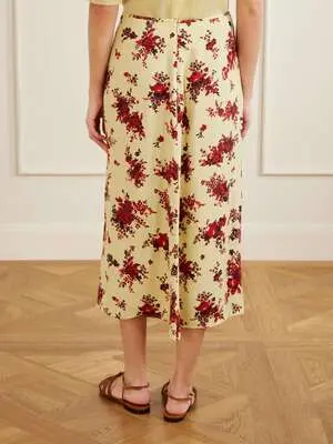 JIL SANDER Floral-print Satin Midi Skirt