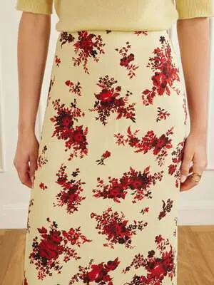 JIL SANDER Floral-print Satin Midi Skirt