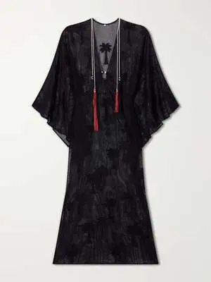 Johanna Ortiz Palm Veil Crocheted Cotton Cover-up - Black