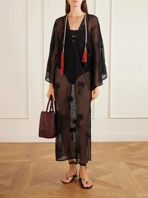 Johanna Ortiz Palm Veil Crocheted Cotton Cover-up