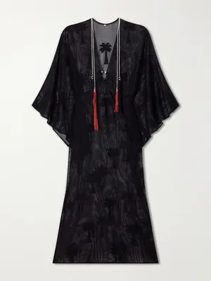 Johanna Ortiz Palm Veil Crocheted Cotton Cover-up - Black