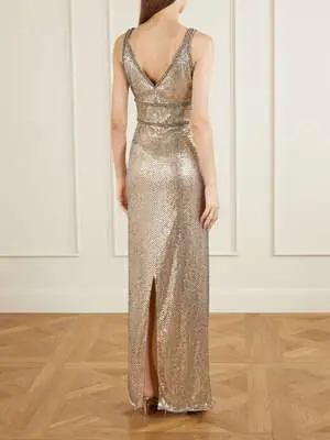 Jenny Packham Odina Crystal-embellished Sequin Tulle Gown