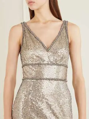 Jenny Packham Odina Crystal-embellished Sequin Tulle Gown