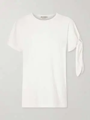JW Anderson Tie-detailed Cotton T-shirt - White