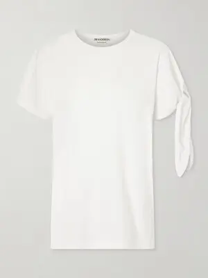 JW Anderson Tie-detailed Cotton T-shirt - White