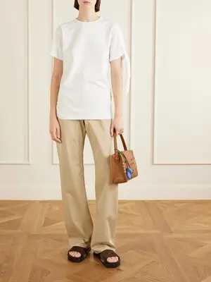JW Anderson Tie-detailed Cotton T-shirt - White