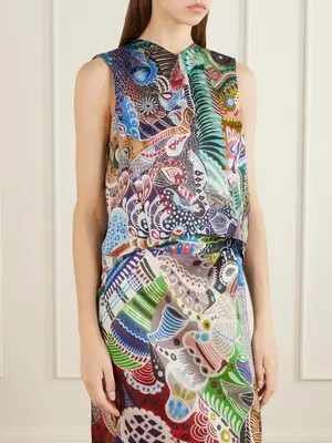 HEIRLOME Printed Silk-organza Cocoon Top - Green