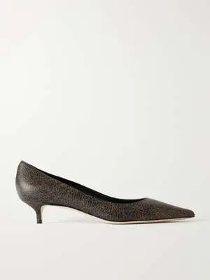JIMMY CHOO Amelia 30 Crinkled-leather Pumps - Brown