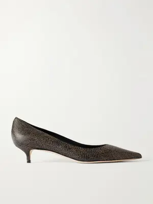 JIMMY CHOO Amelia 30 Crinkled Leather Pumps - Brown