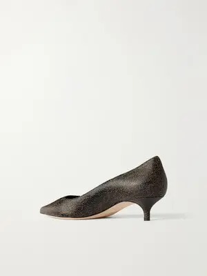 JIMMY CHOO Amelia 30 Crinkled Leather Pumps - Brown