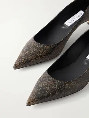JIMMY CHOO Amelia 30 Crinkled Leather Pumps - Brown