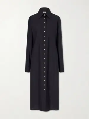 Khaite Ivanna Silk And Cotton-blend Midi Dress - Black