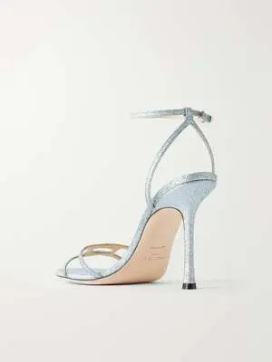 JIMMY CHOO Leo 100 Glittered Leather Sandals