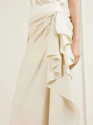 HEIRLOME Liliana Gathered Silk-twill Midi Skirt