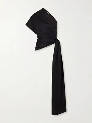 HEIRLOME Marianne Asymmetrical Silk-twill Top - Black