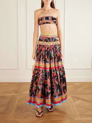 Dolce & Gabbana Carretto Printed Flared Cotton-poplin Maxi Skirt