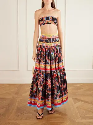 Dolce & Gabbana Carretto Print Tiered Maxi Skirt