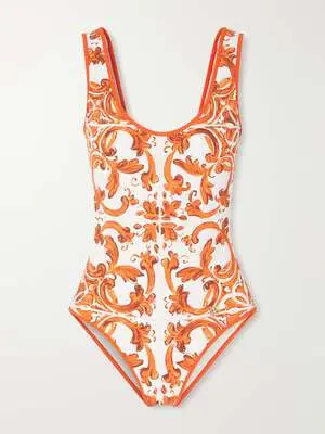 Dolce & Gabbana Printed Swimsuit - Orange