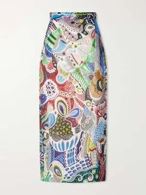 HEIRLOME Irene Printed Silk-organza Midi Skirt