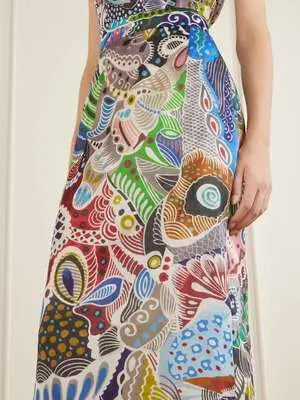 HEIRLOME Irene Printed Silk-organza Midi Skirt