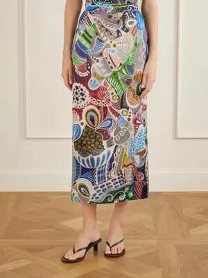 HEIRLOME Irene Printed Silk-organza Midi Skirt