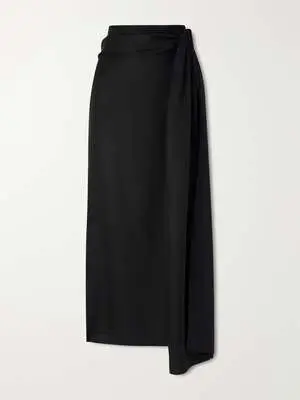 HEIRLOME Helena Silk-twill Midi Skirt