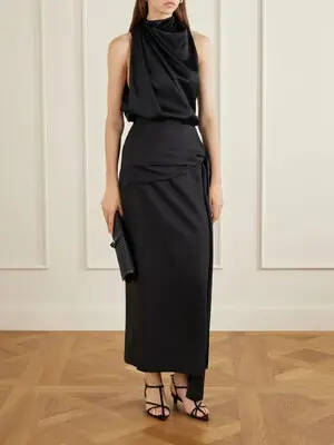 HEIRLOME Helena Silk-twill Midi Skirt