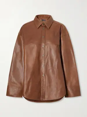 HAIKURE Victoria Leather Shirt - Brown