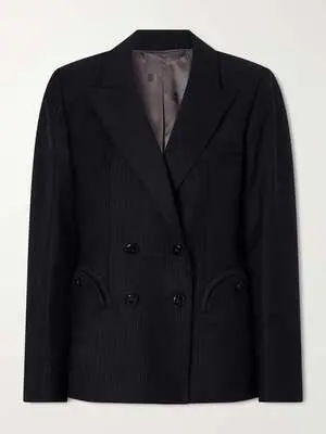 BLAZÉ MILANO Charmer Pinstriped Wool Blazer - Black