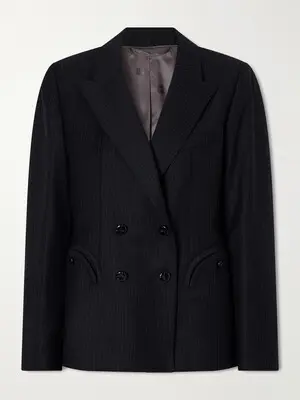 BLAZÉ MILANO Charmer Pinstriped Wool Blazer - Black