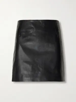 BLAZÉ MILANO High-waisted Leather Mini Skirt - Black