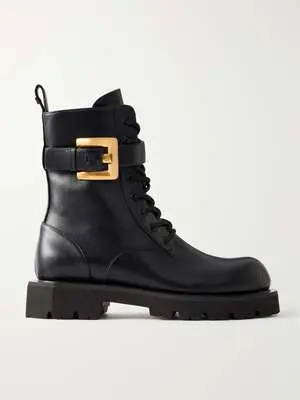 Balmain Anthem Belt-detailed Leather Ankle Boots - Black
