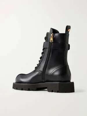 Balmain Anthem Belt-detailed Leather Ankle Boots