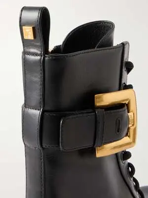 Balmain Anthem Belt-detailed Leather Ankle Boots
