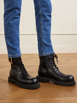 Balmain Anthem Buckled Leather Ankle Boots