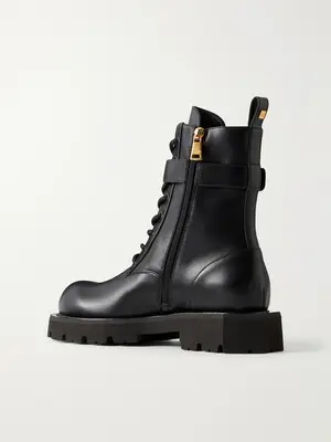 Balmain Anthem Buckled Leather Ankle Boots