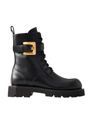 Balmain Anthem Buckled Leather Ankle Boots - Black
