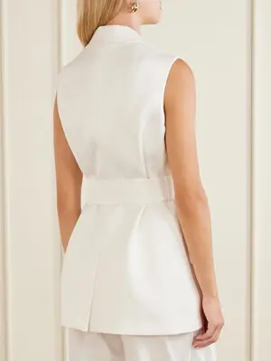 Another Tomorrow Belted Twill Vest - Neutrals
