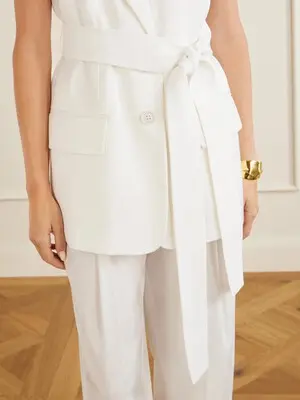 Another Tomorrow Belted Twill Vest - Neutrals