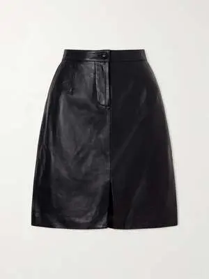 BLAZÉ MILANO Popeye Leather Midi Skirt - Black