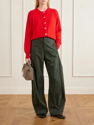 Tibi Reactive Garment Dyed Stretch Twill Wide-leg Pants