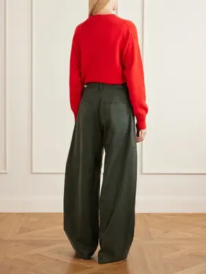 Tibi Reactive Garment Dyed Stretch Twill Wide-leg Pants