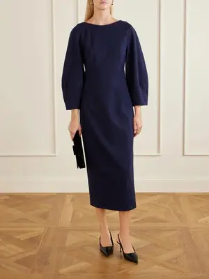 Carolina Herrera Crepe Midi Dress With Billowing Sleeves