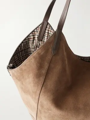Brunello Cucinelli Reversible Suede Shoulder Bag With Monili Beading