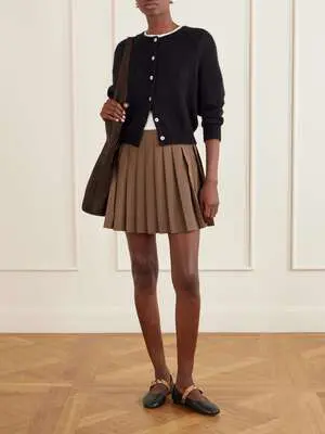 Burberry Check-trimmed Leather Mary Jane Ballet Flats