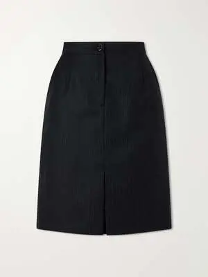 BLAZÉ MILANO Popeye Pinstriped Wool Knee-length Skirt - Black